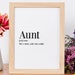Aunt Definition Print, Gift for Aunt, Dictionary Print Home Decor - Etsy UK