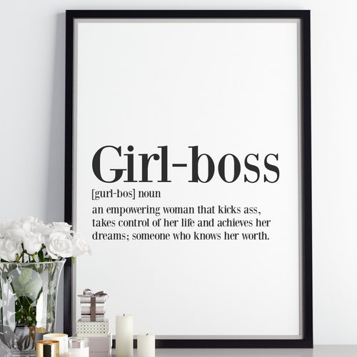 Girl Boss Inspirational Definition Print Boss Babe Wall Art - Etsy