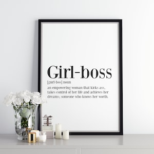 Girl Boss Inspirational Definition Print, Boss Babe Wall Art Home Decor ...