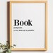 Book Definition Print, Book Lover Gift, Library Wall Art - Etsy