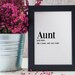 Aunt Definition Print, Gift for Aunt, Dictionary Print Home Decor - Etsy UK