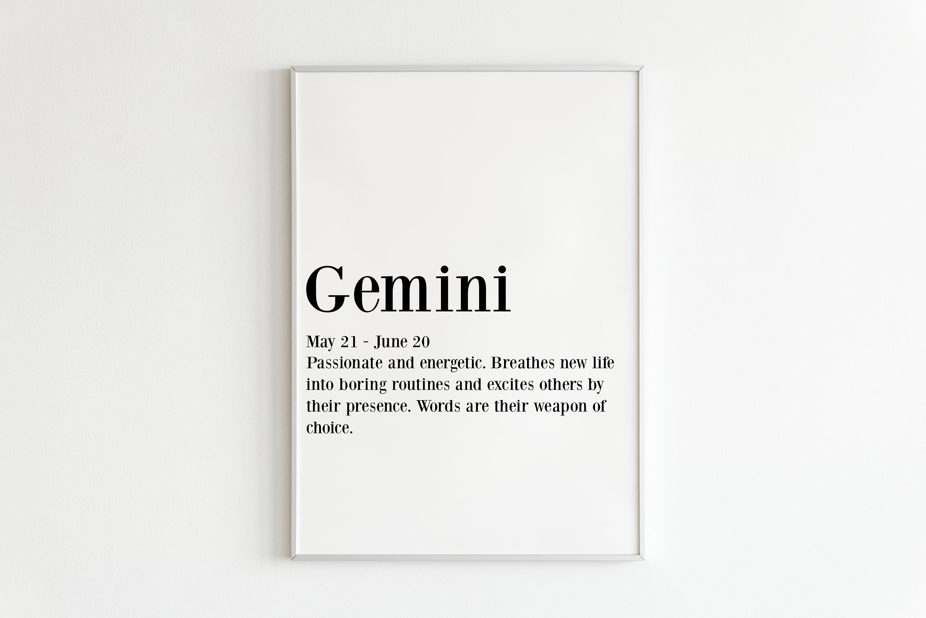 Gemini Definition Print, Star Sign Wall Art, Zodiac Print - Etsy UK