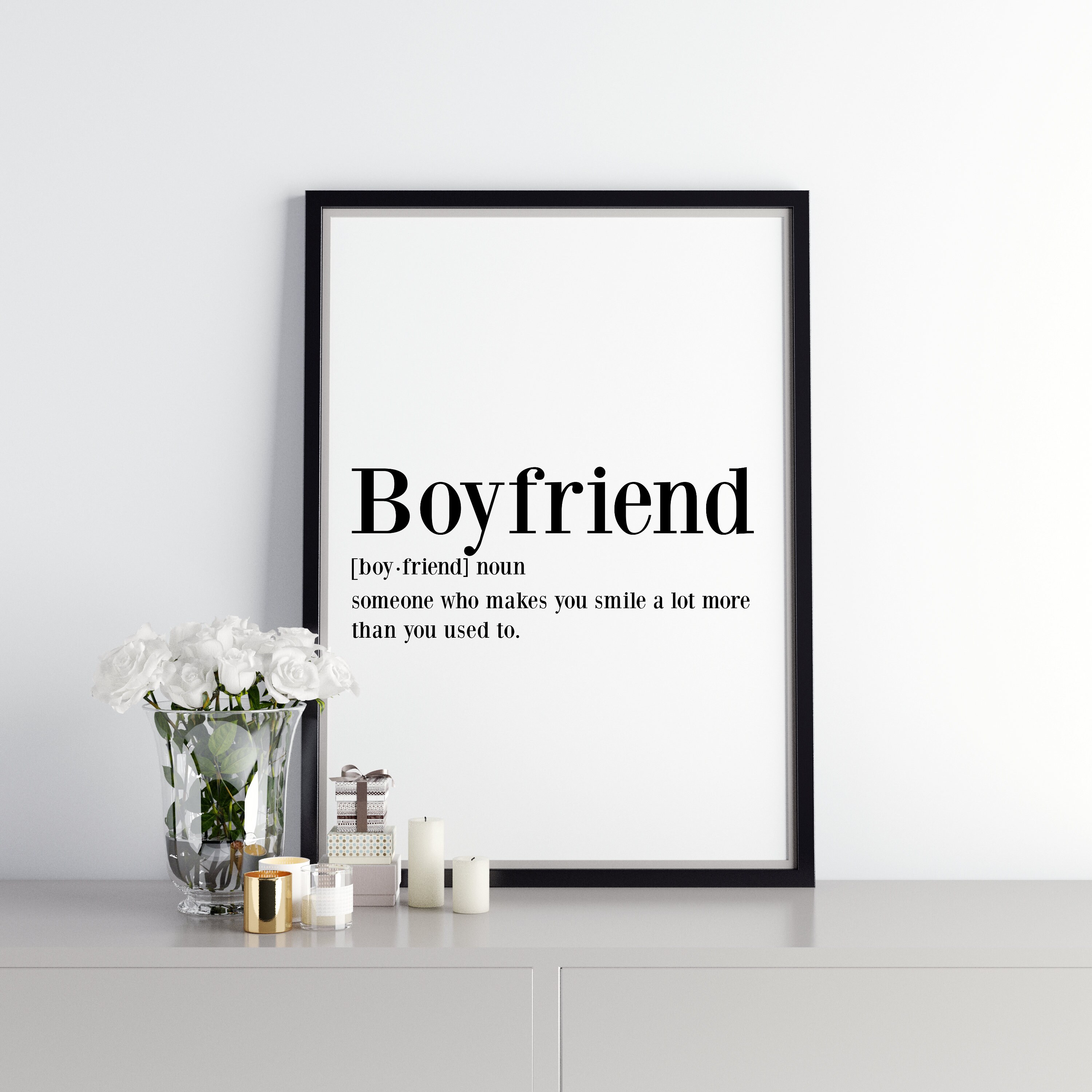 Boyfriend Definition Print, Gift for Boyfriend, Wall Art, Typography ...