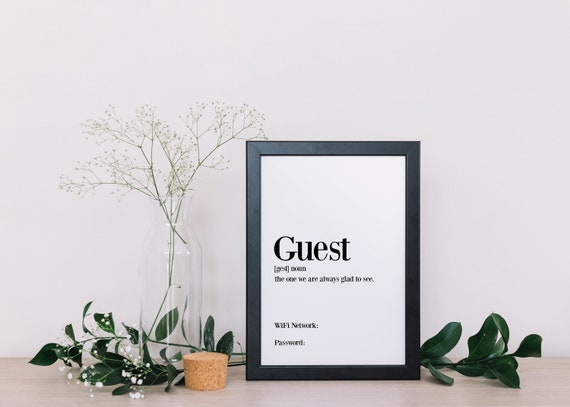 Guest Definition Wifi Password Sign Internet Sign - Etsy