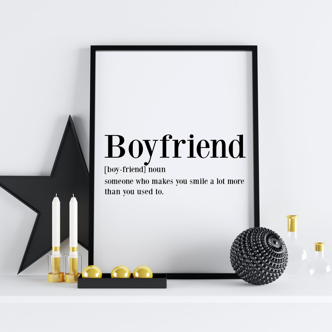 Boyfriend Definition Print, Gift for Boyfriend, Wall Art, Typography ...