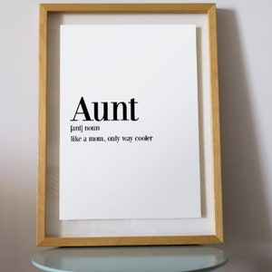 Aunt Definition Print, Gift for Aunt, Dictionary Print Home Decor - Etsy UK