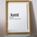 Aunt Definition Print, Gift for Aunt, Dictionary Print Home Decor - Etsy UK