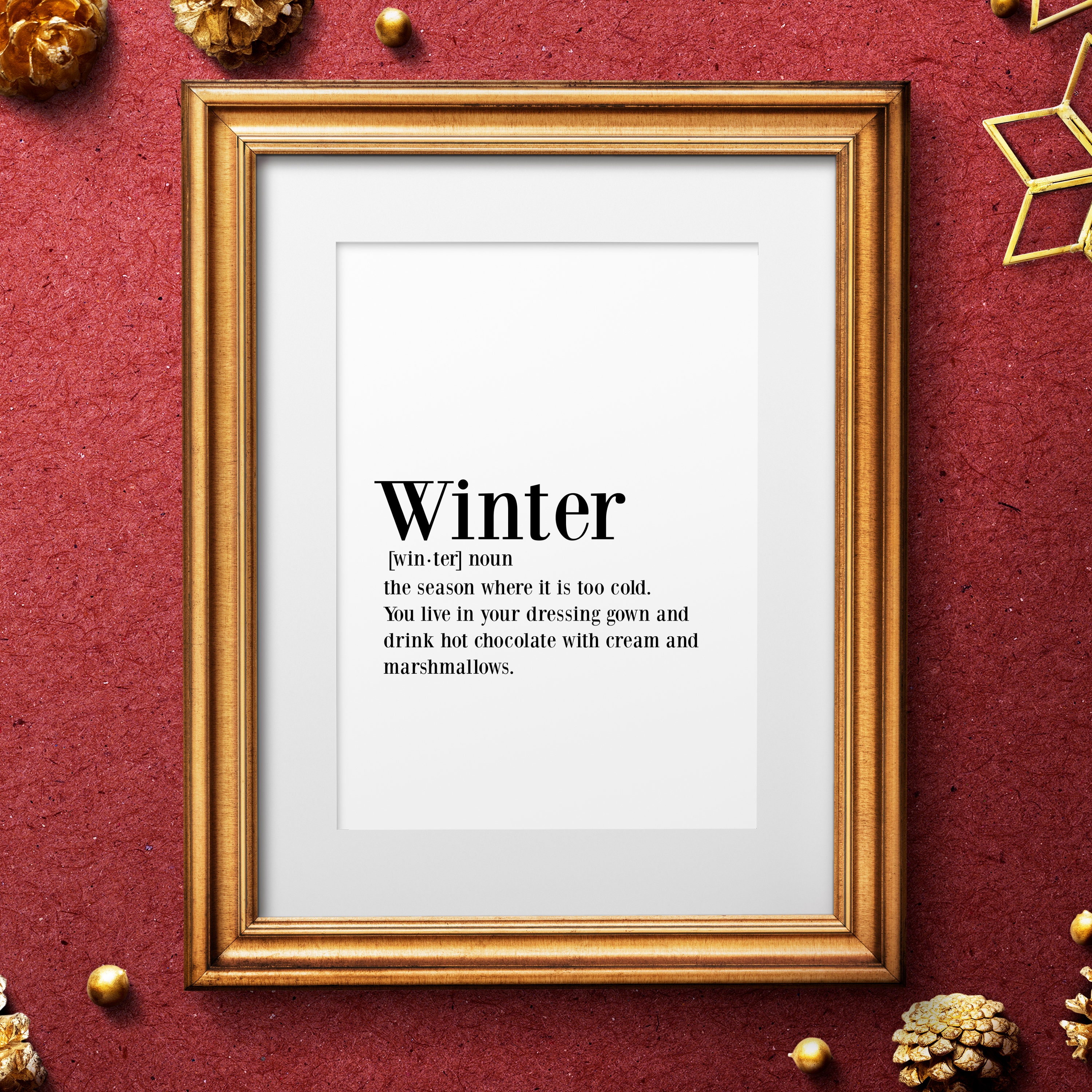 Winter Definition Print, Dictionary Wall Art, Seasonal Decor Poster - Etsy