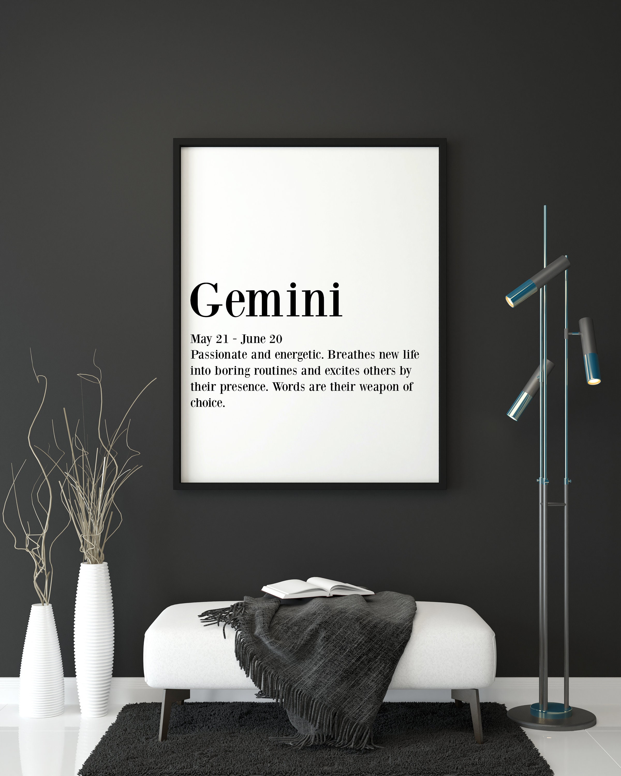 Gemini Definition Print, Star Sign Wall Art, Zodiac Print - Etsy UK