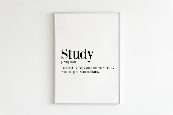Study Definition Print Wall Art Office Decor Poster | Etsy