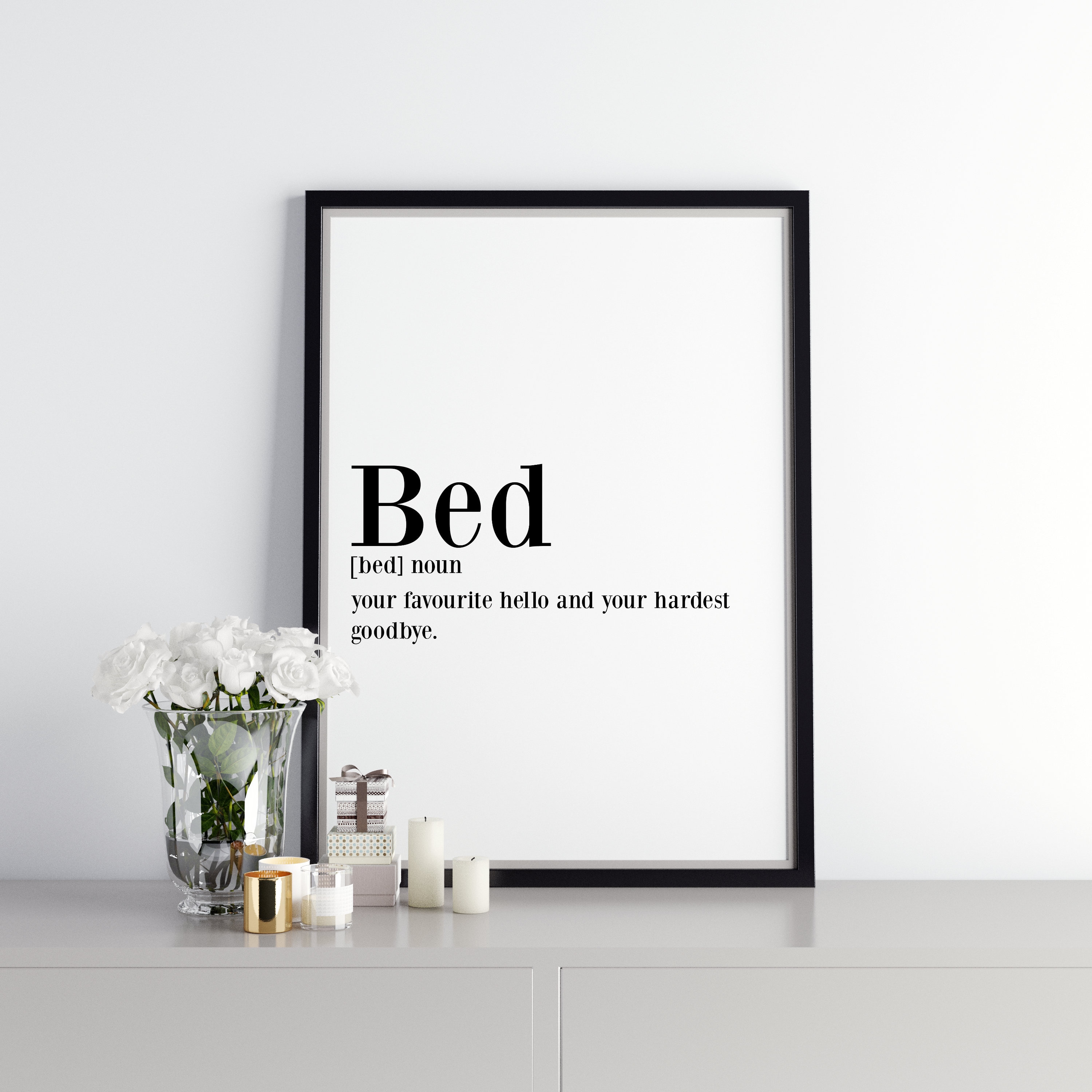 Bed Definition Print, Bedroom Print, Over the Bed Sign, Typography ...