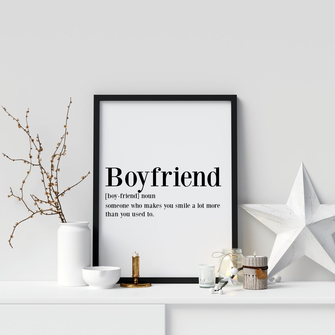 Boyfriend Definition Print, Gift for Boyfriend, Wall Art, Typography ...