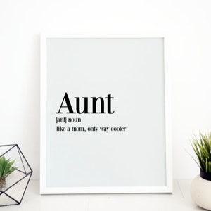 Aunt Definition Print, Gift for Aunt, Dictionary Print Home Decor - Etsy UK