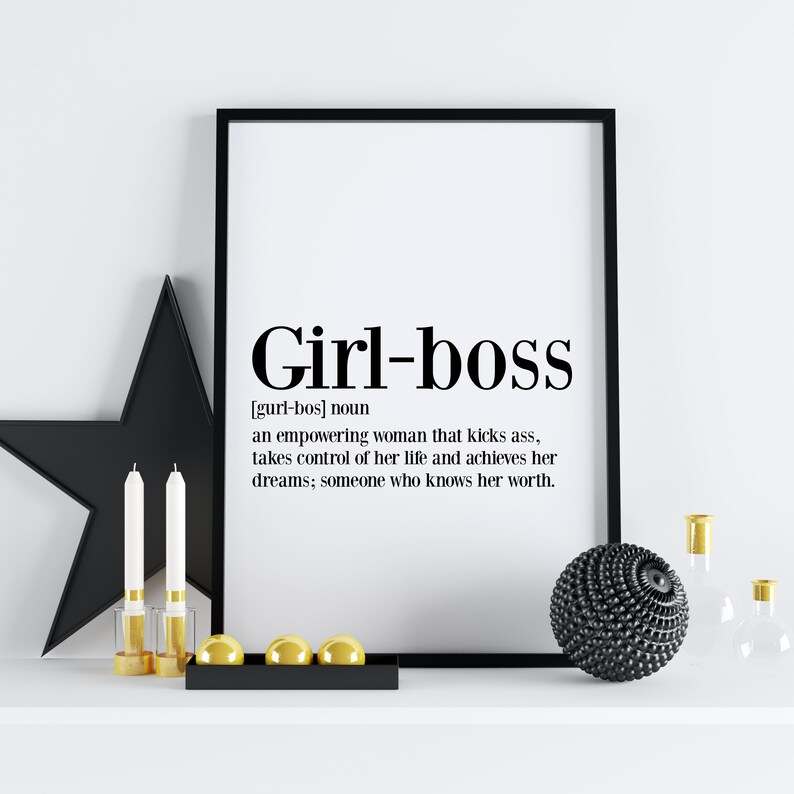 Girl Boss Inspirational Definition Print Boss Babe Wall Art - Etsy