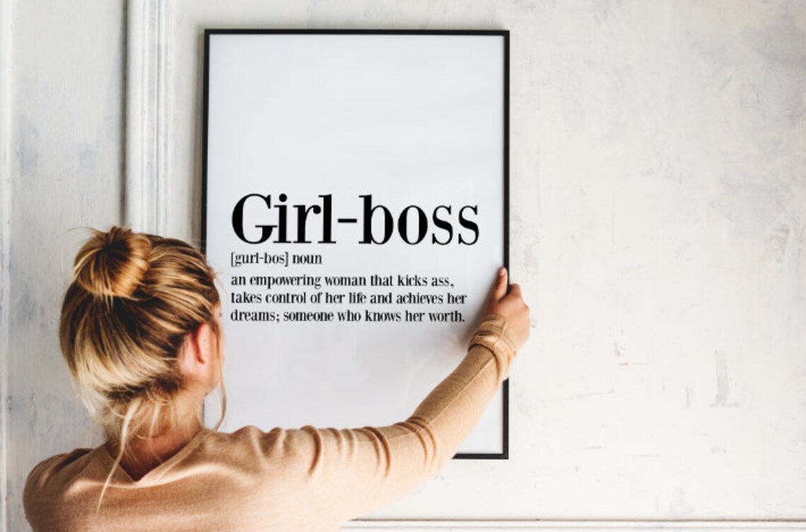 Girl Boss Inspirational Definition Print, Boss Babe Wall Art Home Decor ...