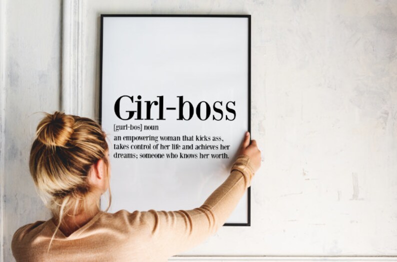 Girl Boss Inspirational Definition Print Boss Babe Wall Art | Etsy