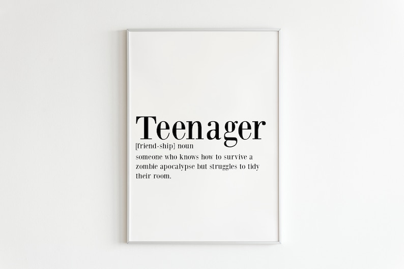 Teenager Definition Print Funny Teen Bedroom Decor Poster | Etsy