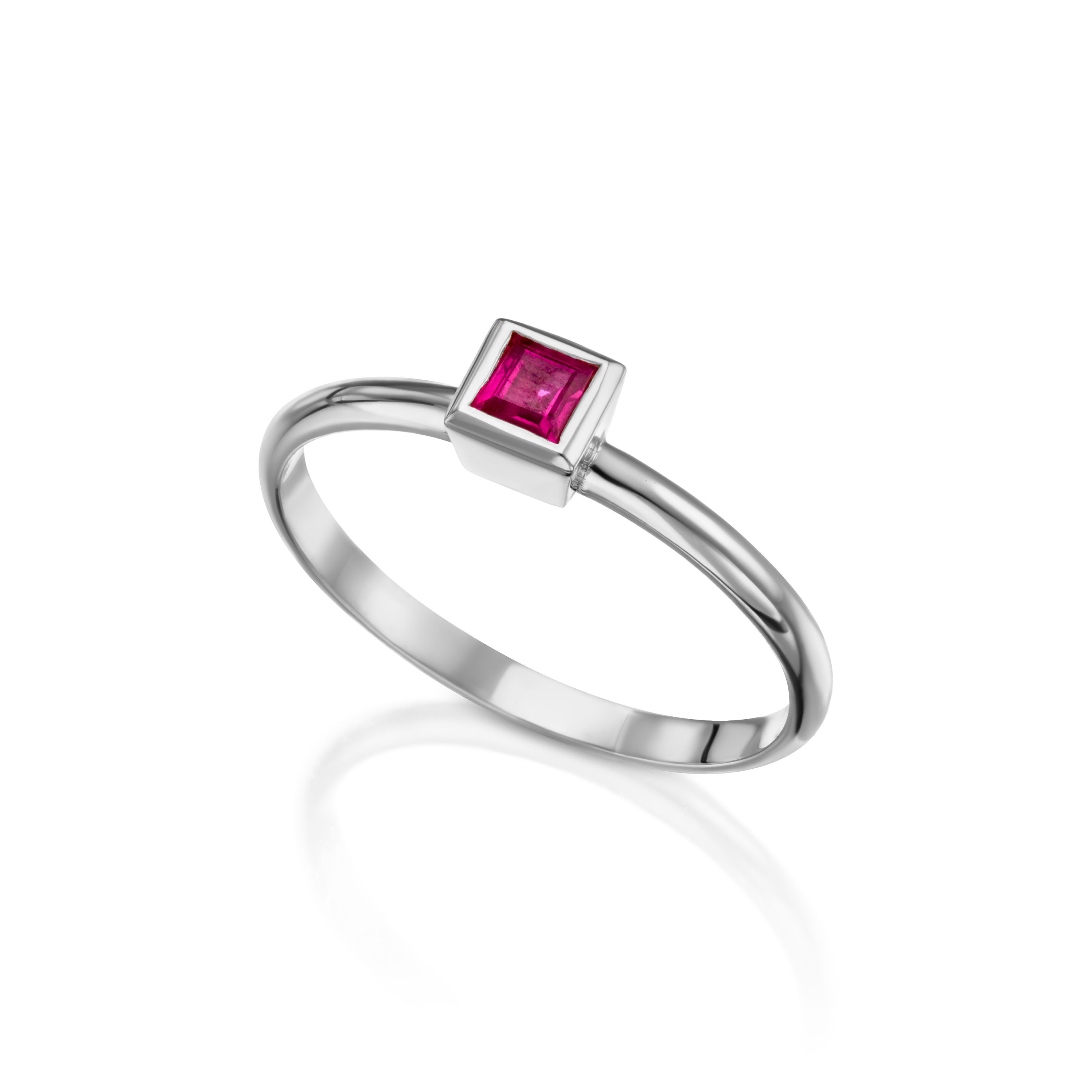Ruby Ring Square Cut Ruby Ring in 14k Gold Stackable Ruby - Etsy UK
