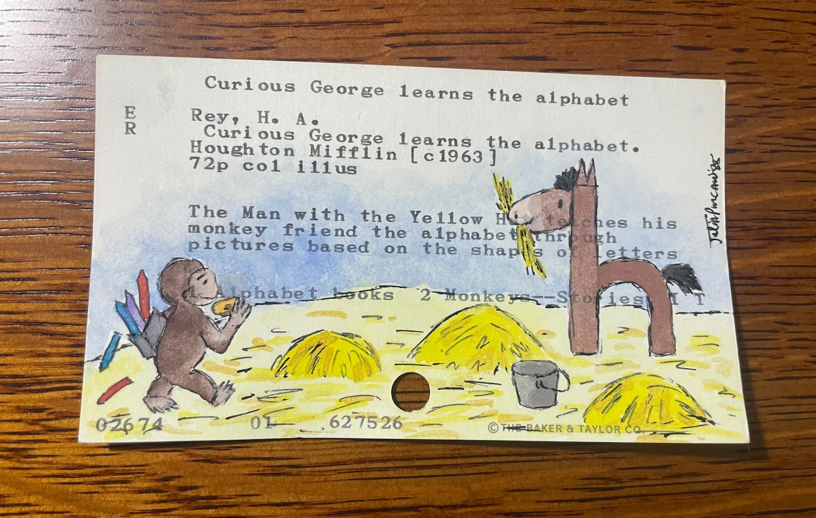 Curious George Alphabet Watercolor Illustration Card Catalog Art - Etsy