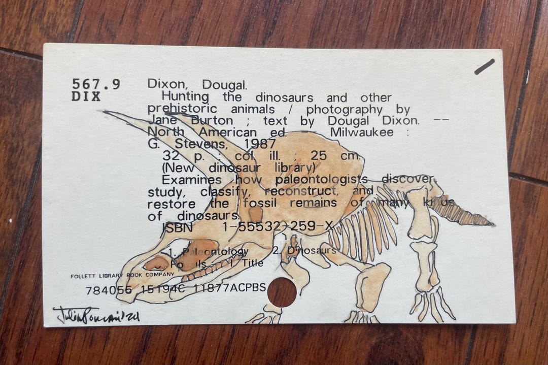 Dino Fossil Watercolor Illustration Card Catalog Art - Etsy