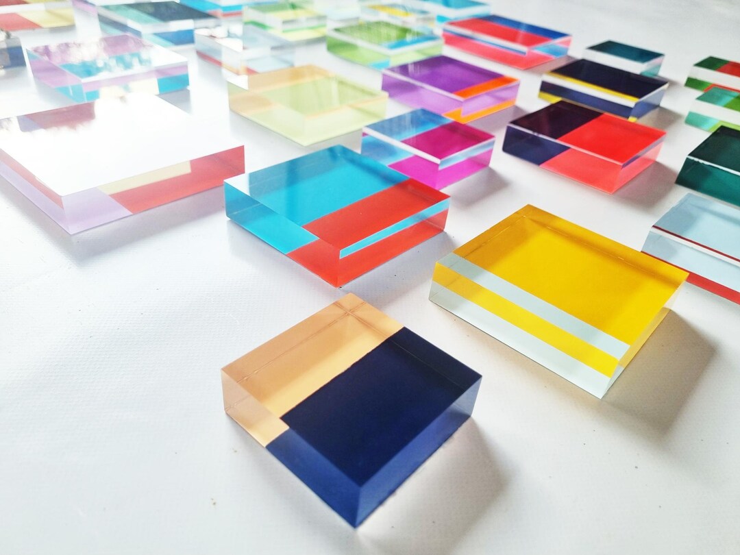 Hand Painted Clear Blocks. Wall Decor Transparent Blocks, 3d Translucid ...