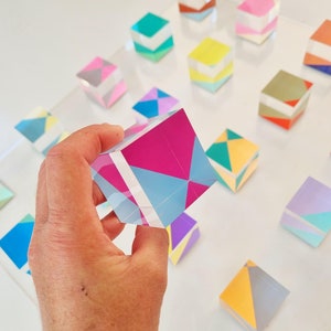 Hand Painted Clear Cubes. Wall Decor Transparent Blocks, 3d Translucid ...
