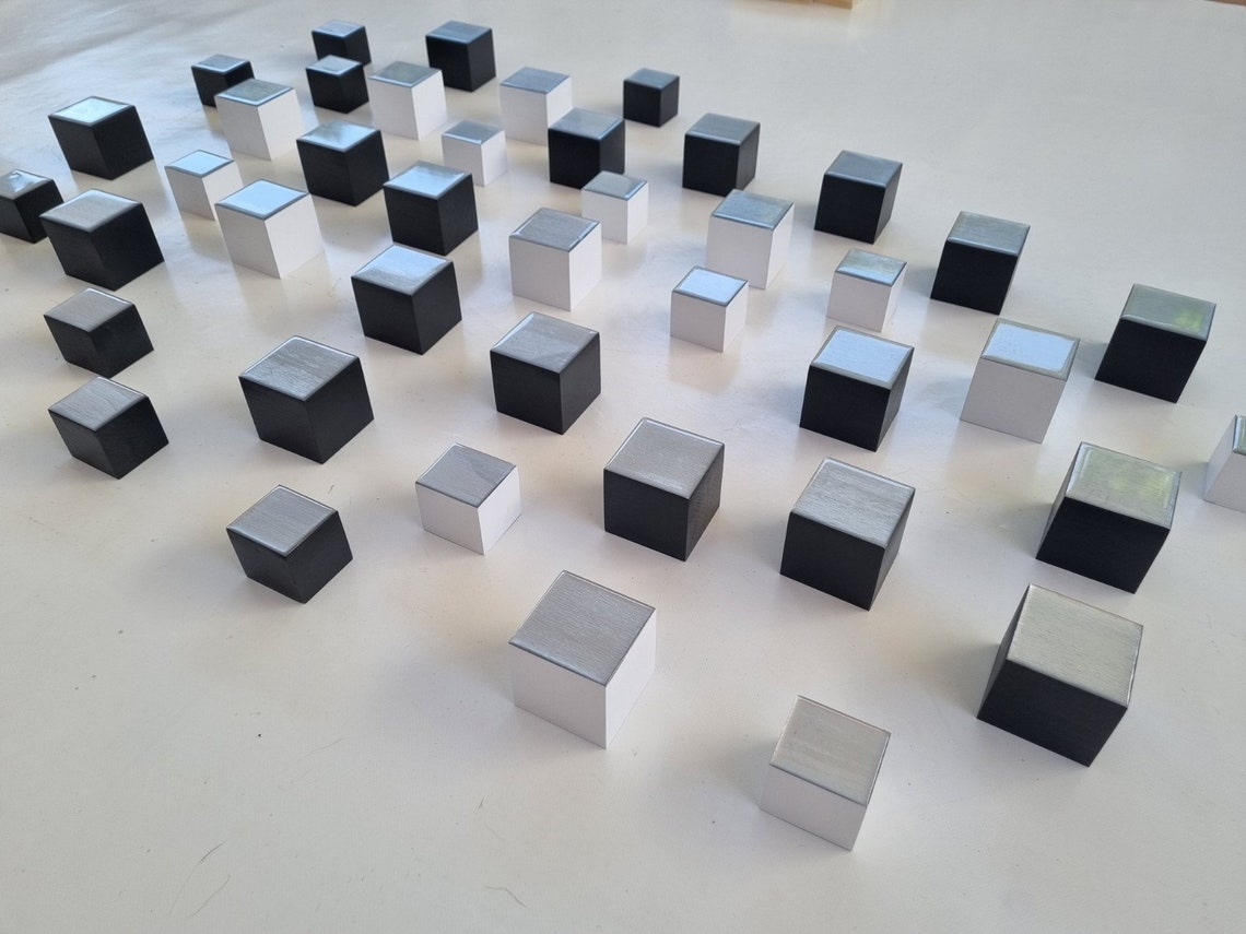 Silver Wood Wall Art. Wood Cubes Silver White and Black. - Etsy