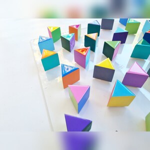 Triangles Wall Art. Wood Wall Art, 3d Art. Wood Sculpture. Hand-painted ...