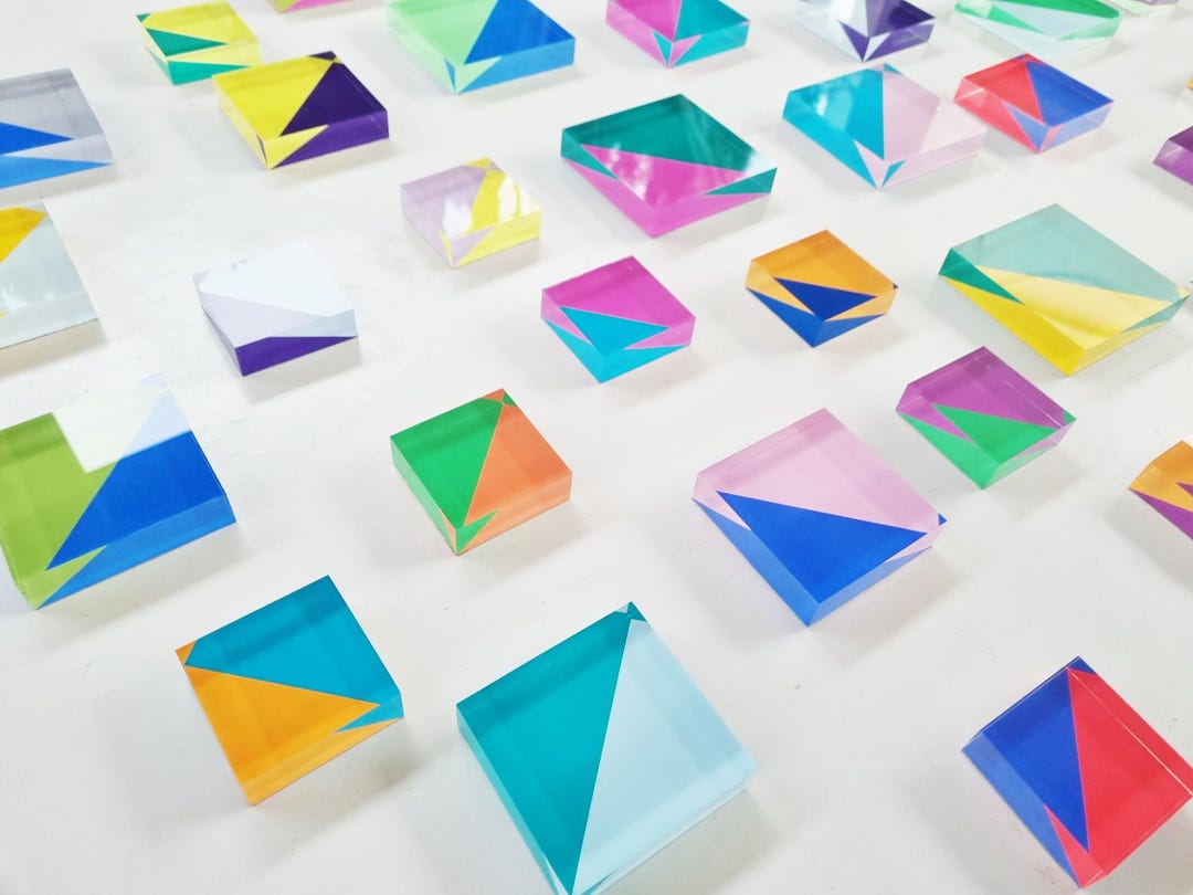 Hand-painted Acrylic Block Wall Art: Modern 3D Sculpture - Etsy