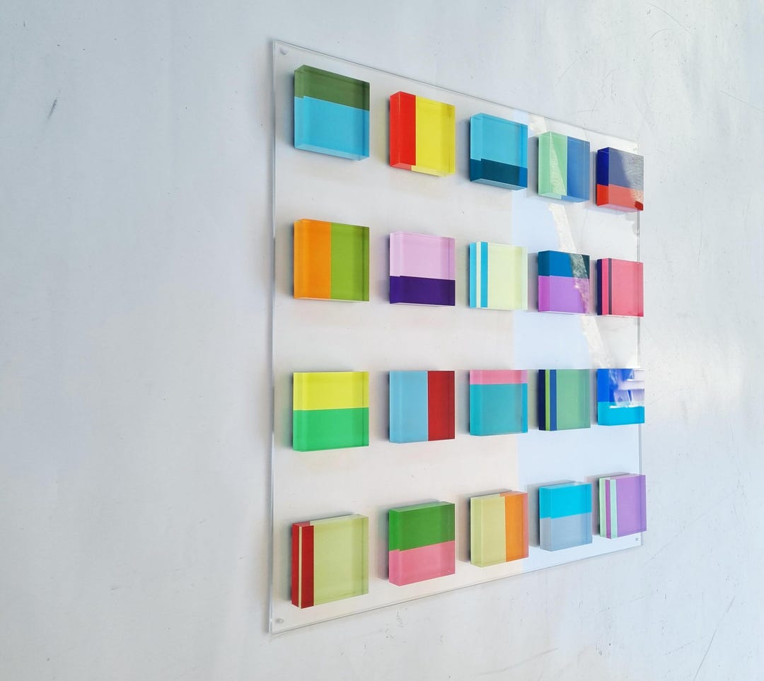 Hand-painted Acrylic Block Wall Art: Geometric Modern Decor - Etsy
