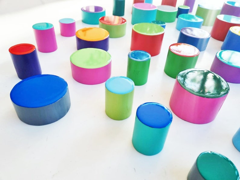 PACKS of Hand Painted Colored Cylinders With High - Etsy