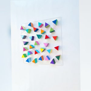 Triangles Wall Art. Wood Wall Art, 3d Art. Wood Sculpture. Hand-painted ...