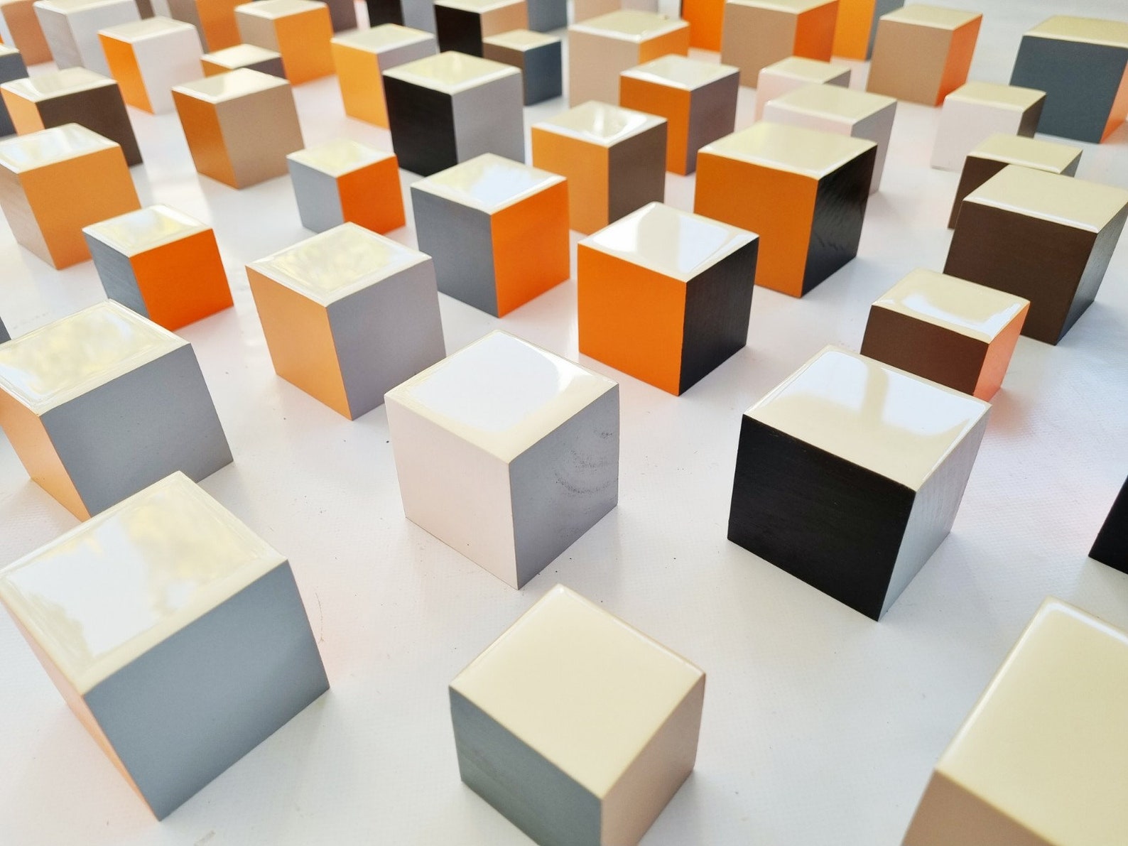 Hand Painted Wood Wall Cubes: 3D Modern Art Sculpture - Etsy
