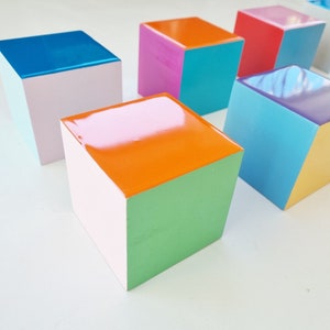 Extra Large Wood Cubes 3.6" X 3.6". Hand-painted Wooden XL Blocks With ...