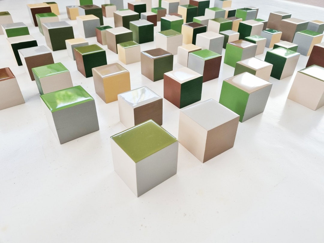 SET of Hand Painted Colored Wooden Cubes With High Quality,shiny Epoxy ...