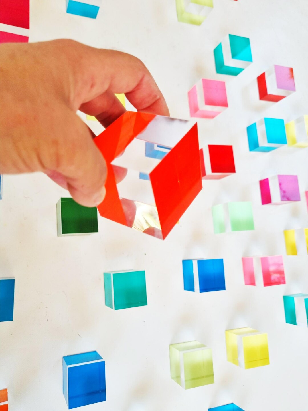 Hand Painted Acrylic Cube Wall Art: 3D Modern Decor - Etsy