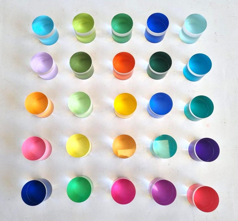 Set of 15 Hand-painted Acrylic Cylinders | Colorful 3D Wall Art ...