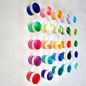 Set of 15 Hand-painted Acrylic Cylinders | Colorful 3D Wall Art ...