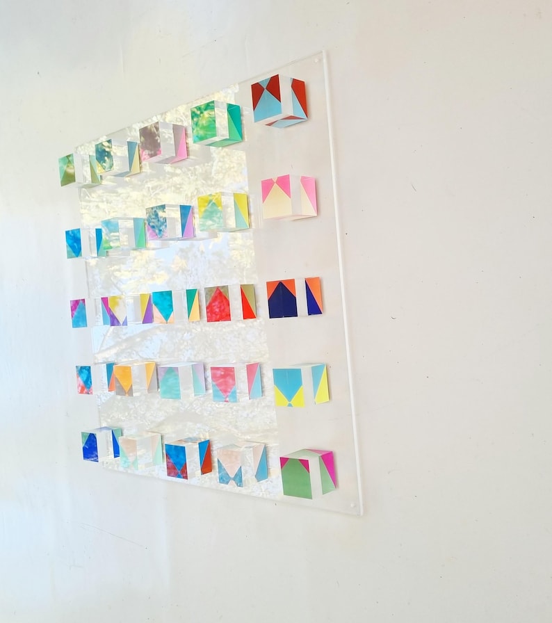 Hand-painted Acrylic Cube Wall Decor, Geometric Pop Art, Lucite Panel ...