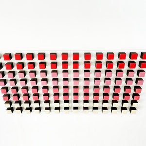 Gradient Red Wood Wall Art. Hand Painted Wood Cubes With Resin Finish ...