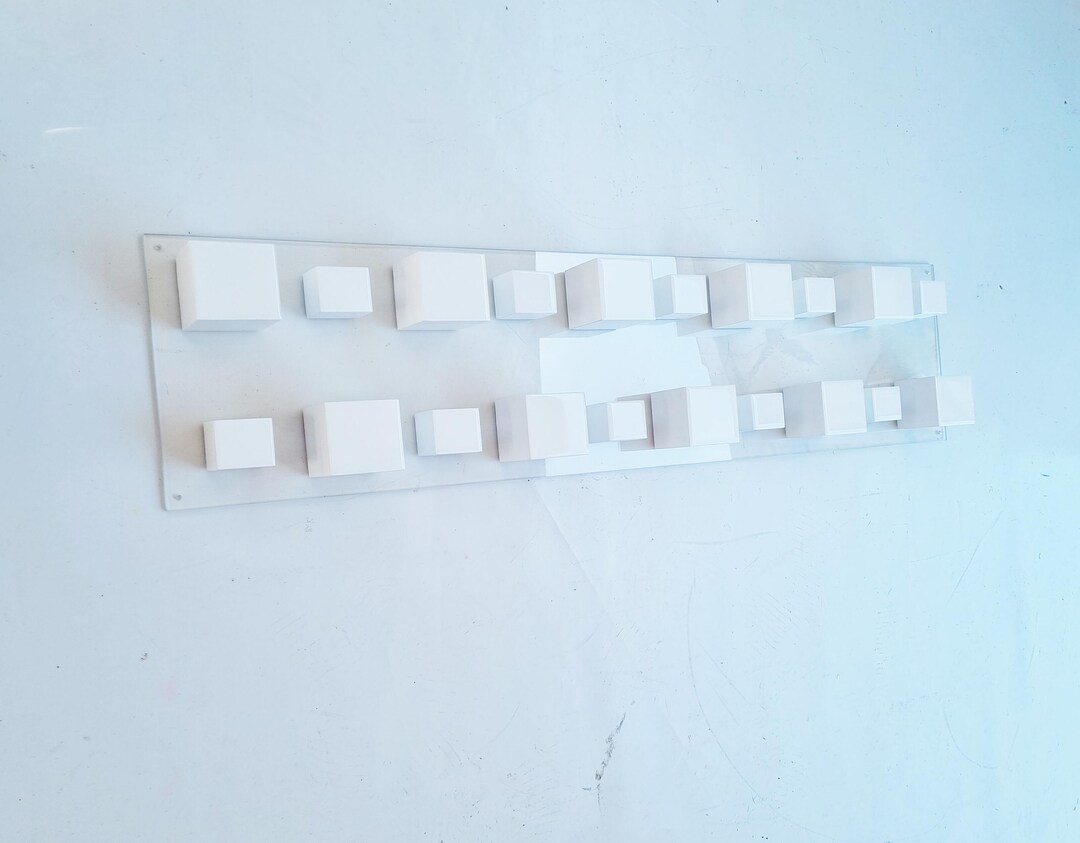 3d Wall Art. White Wood Blocks With Resin on Acrylic Panel. Elegant ...