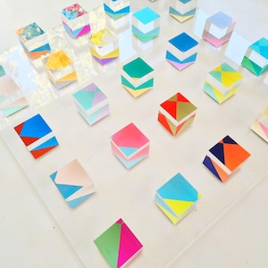 Hand Painted Clear Cubes. Wall Decor Transparent Blocks, 3d Translucid ...