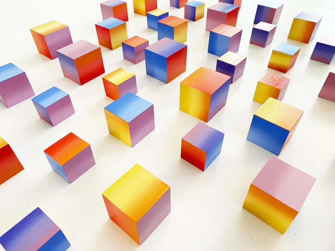 Hand Painted Cube Packs With Bright Color Gradients. Modern Home Decor ...