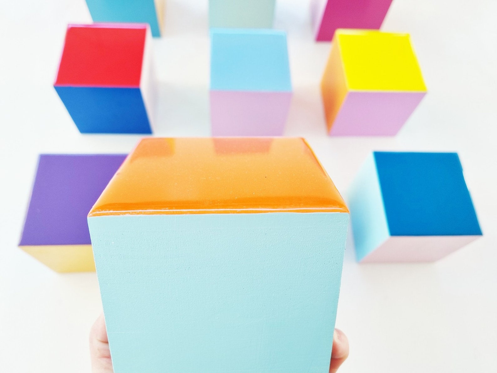 Extra Large Wood Cubes 3.6 X 3.6. Hand-painted | Etsy