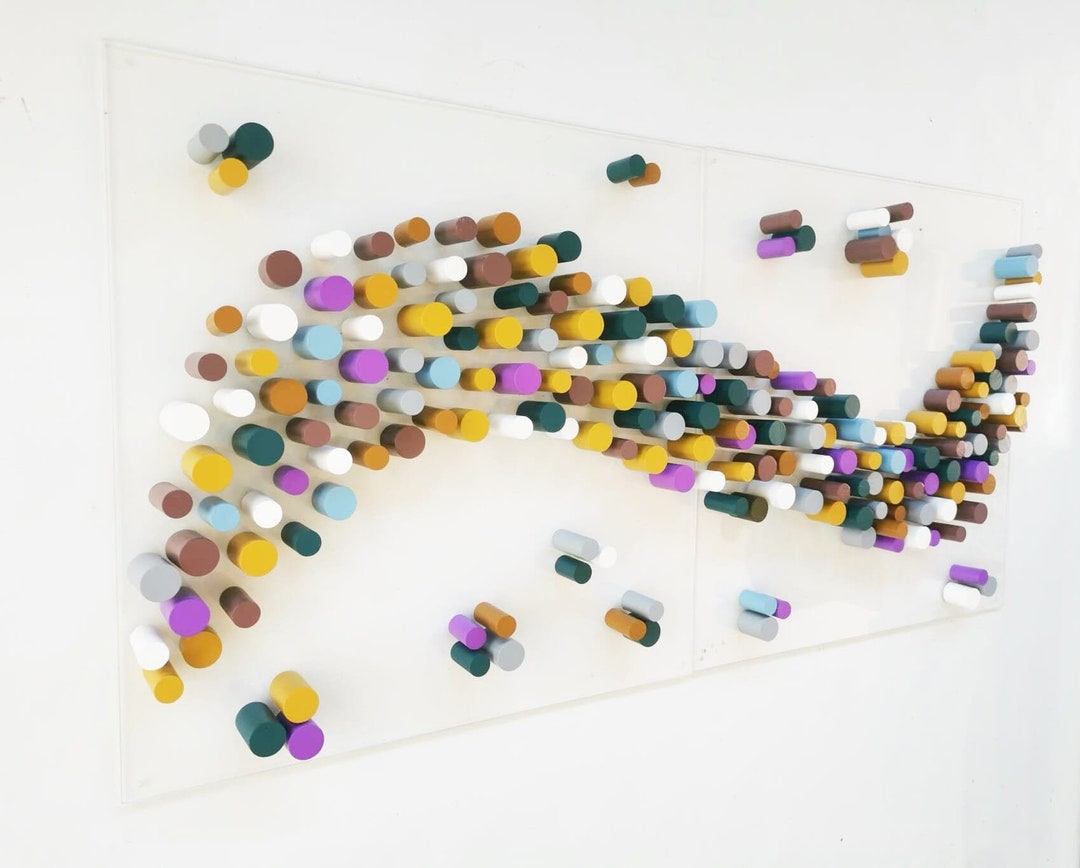 Wood Wall Circle Art, Wall Sculpture, Dowel Art. 2 Bases on Transparent ...