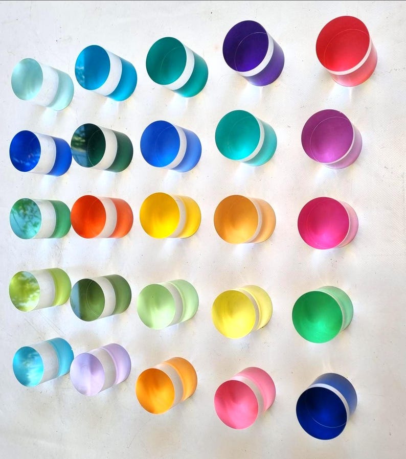 Set of 15 Hand-painted Acrylic Cylinders | Colorful 3D Wall Art ...