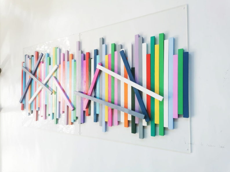 Wood Wall Art. Modern Wall Decor Large Wood Art. Slats in - Etsy