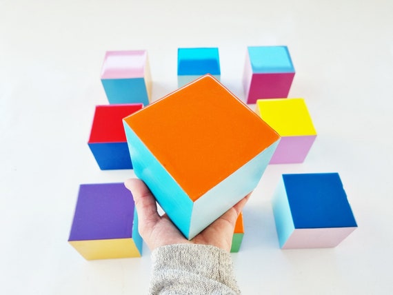 Extra Large Wood Cubes 3.6 X 3.6. Hand-painted | Etsy