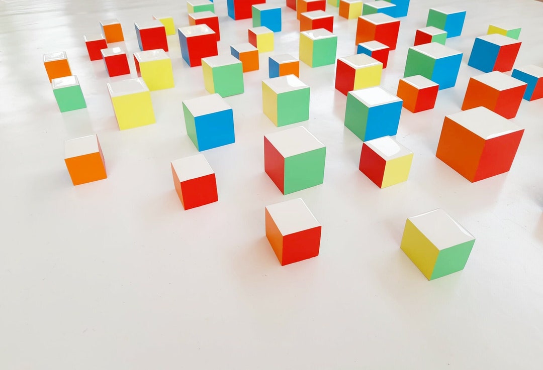 Modern Wood Cube Wall Art: 3D Color Block Sculpture in Vibrant Bold ...