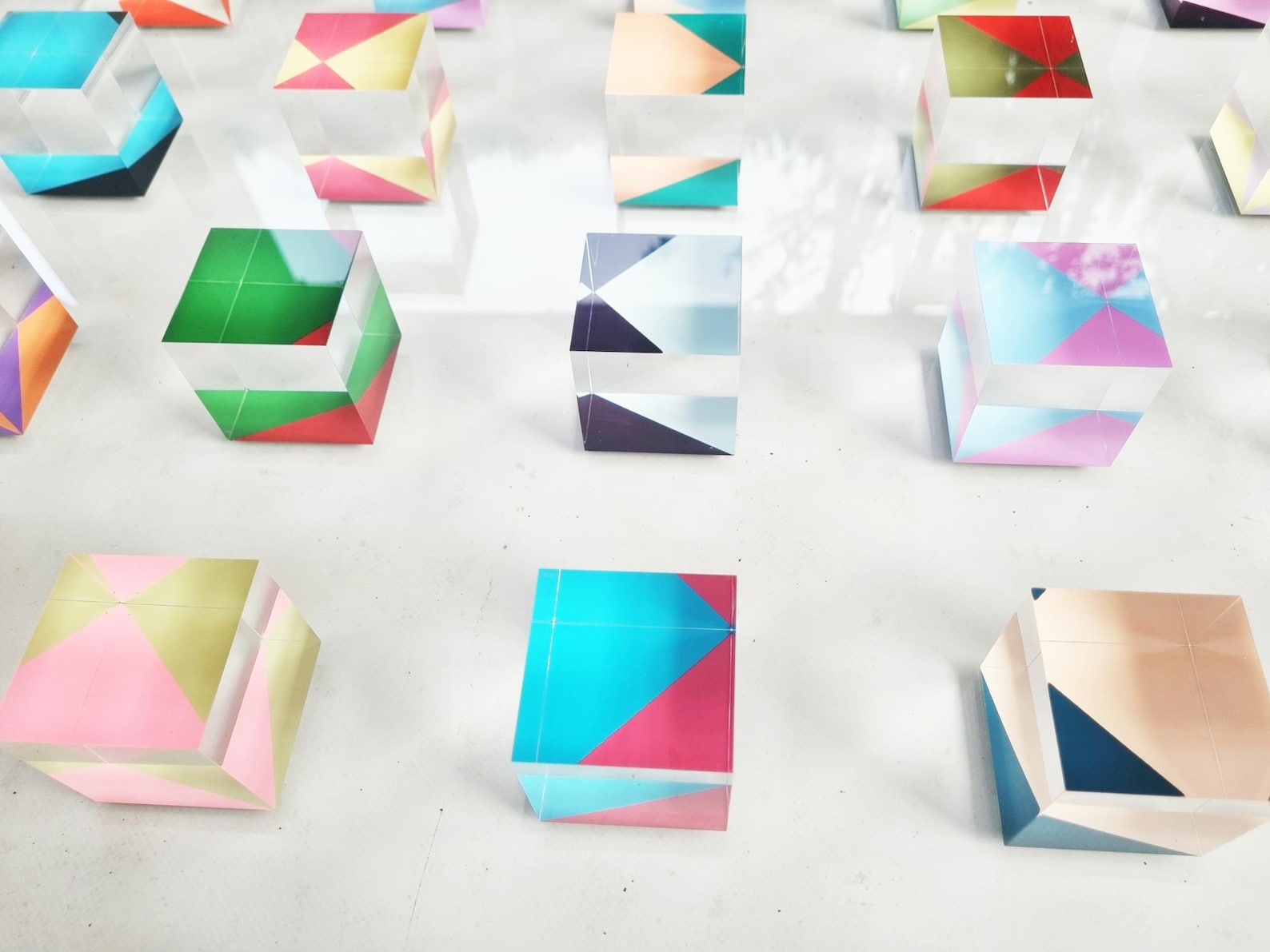 Large Wall Art. 3d Installation, Hand Painted Acrylic Cubes. Geometric ...